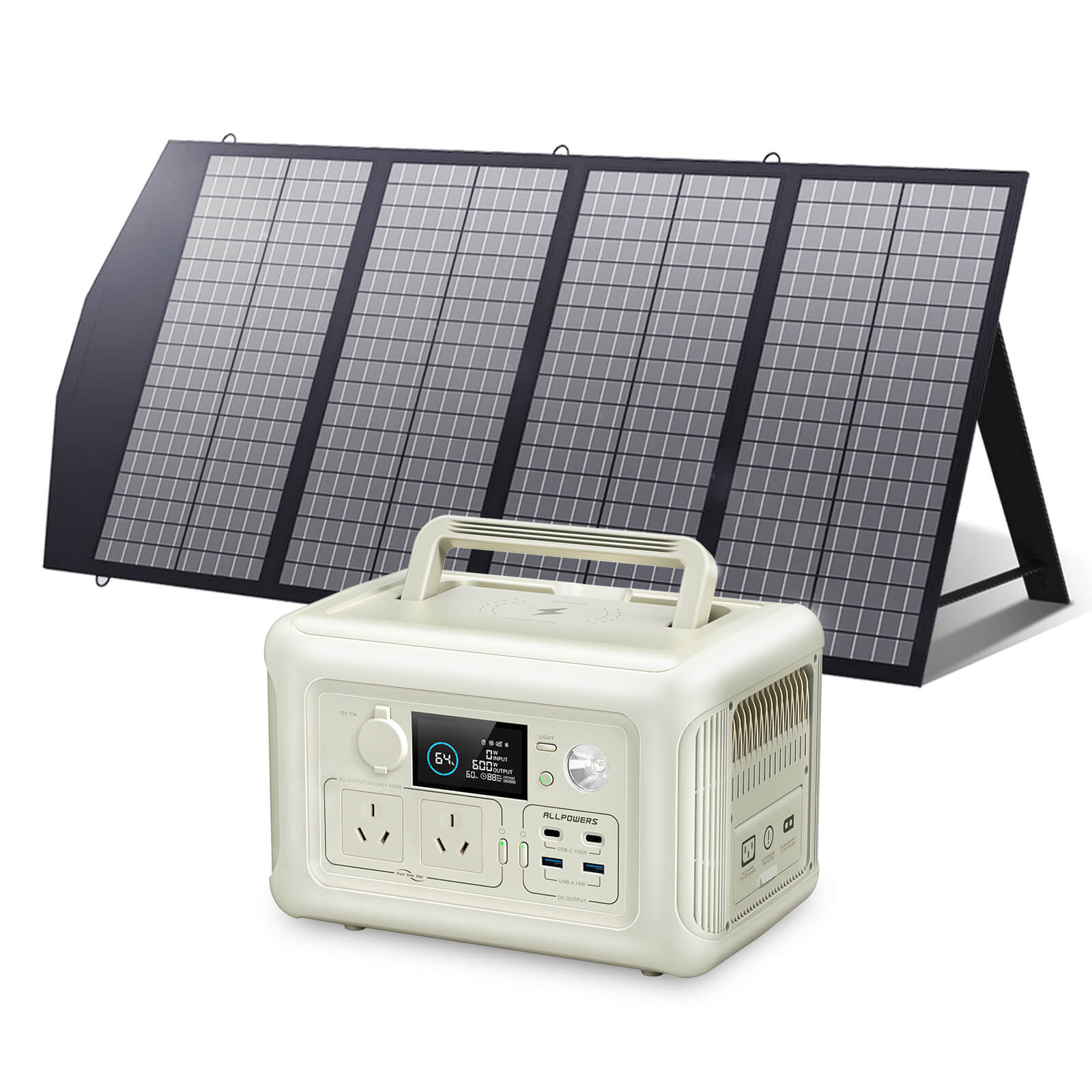 ALLPOWERS R600 Beige Solar Generator 600W Portable Power Station 299Wh ...